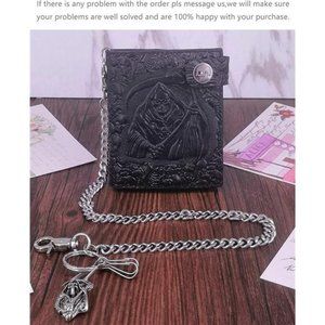Bags | Unisex Punk Gothic Skull Biker Wallet With Chain Trucker Wallet ...